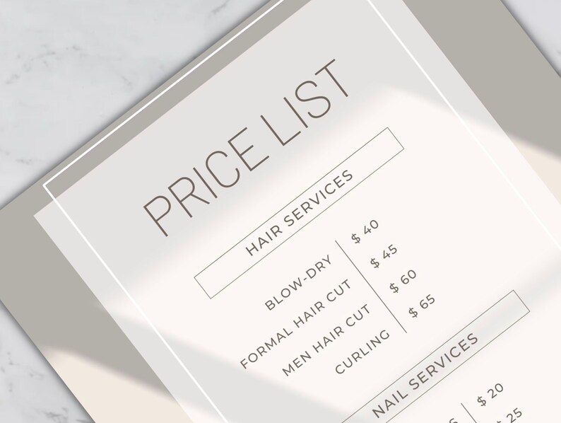 PRICE LIST Template Editable Canva. Printable Price Sheet, Price Guide ...