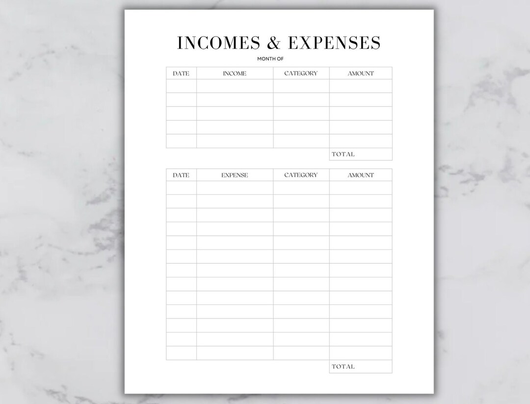 Income and Expense Tracker, Business Expense Log Printable, Spending ...