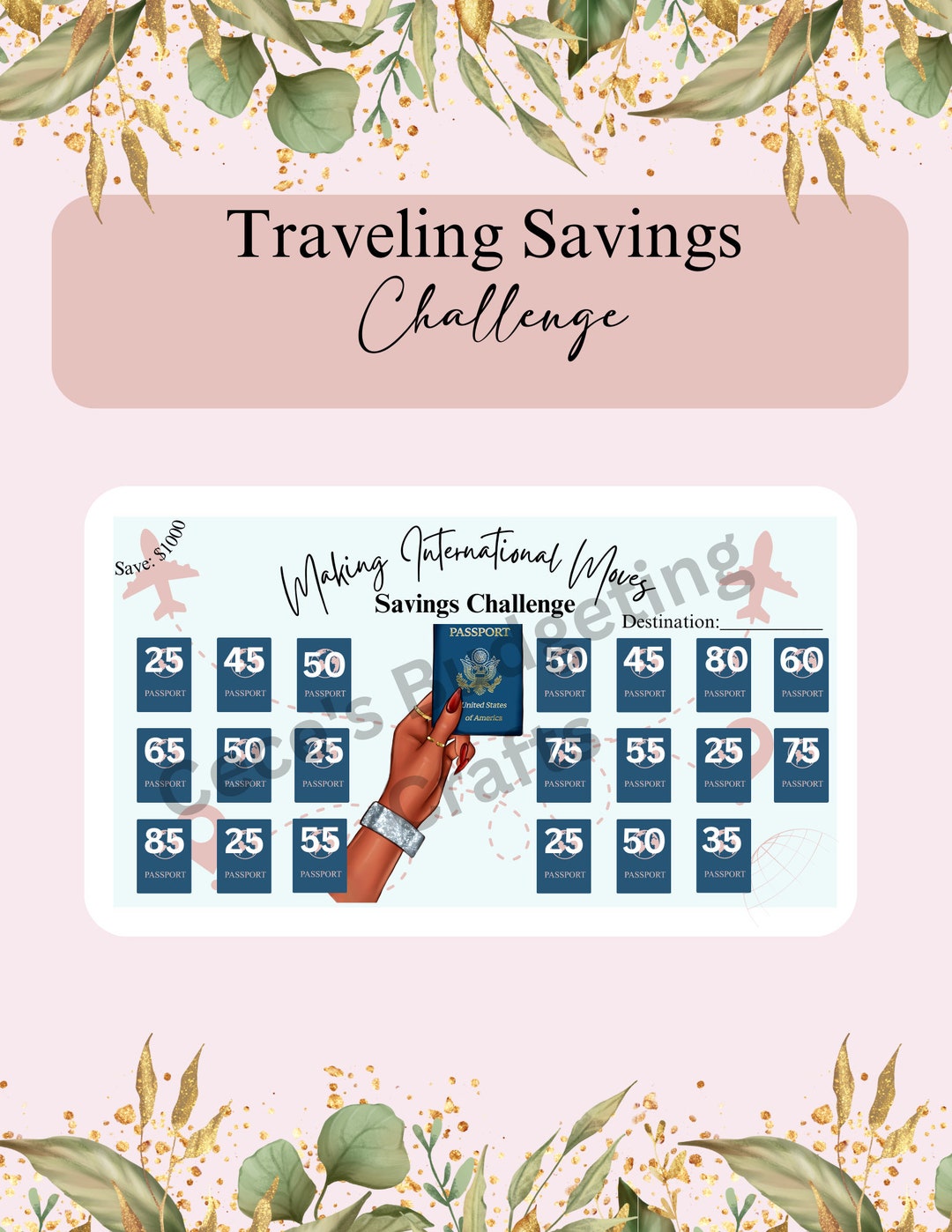 Traveling Money Savings Challenge, 250 500 1000K Savings Challenge ...