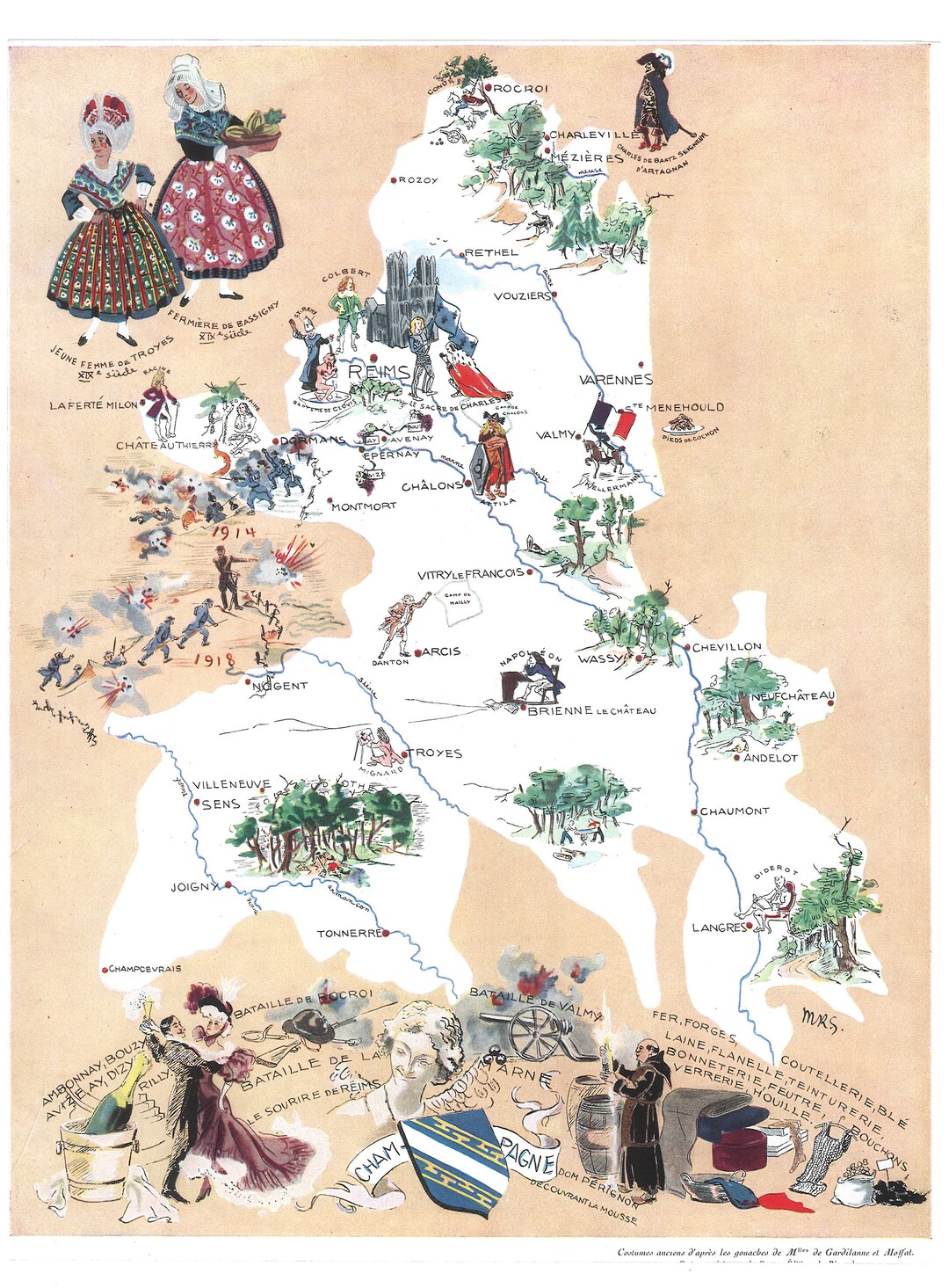 Vintage School Poster France Cards - Champagne Region - Wall Decoration ...