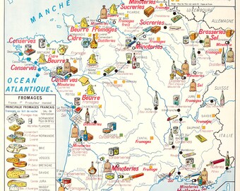 Vintage School Poster Maps of France - Picardy Region - Wall Decoration ...