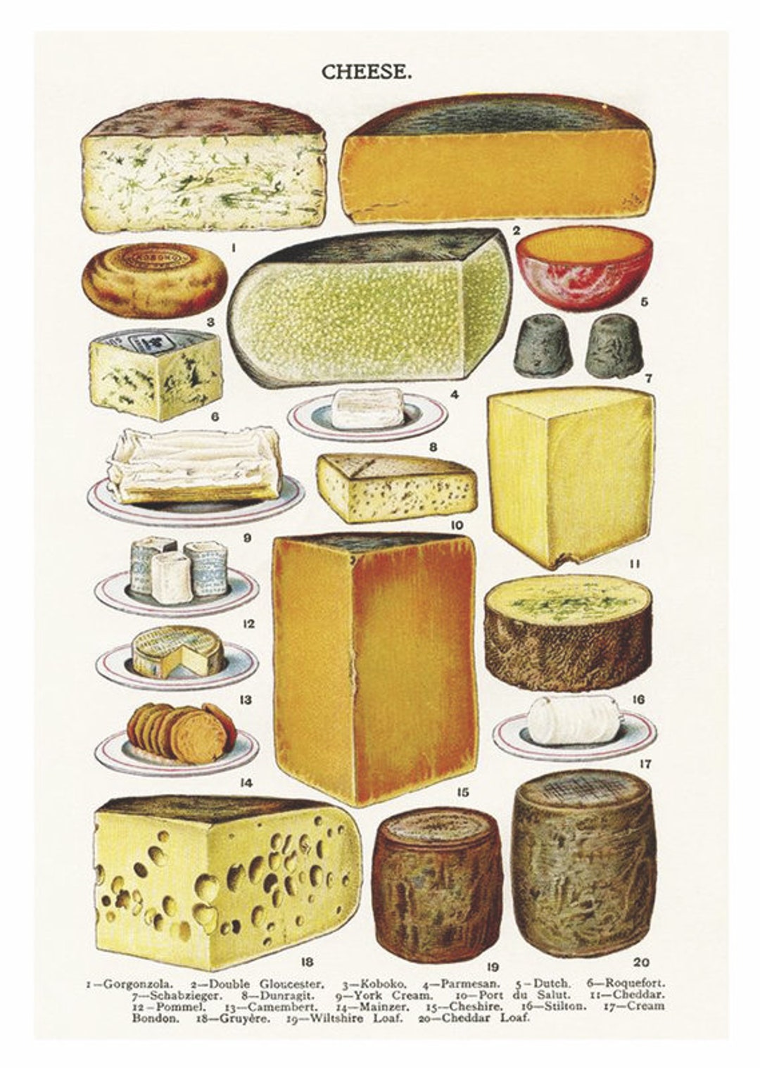 Vintage Poster Food Advertisements of Yesteryear - Our Cheeses - Wall ...