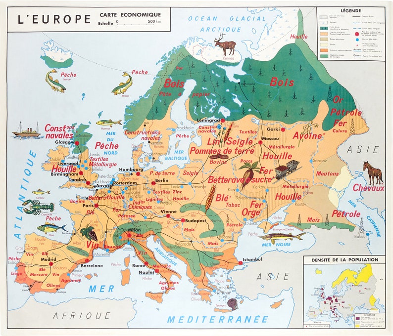 Vintage School Poster World Maps Europe Economy Wall Decoration Poster ...