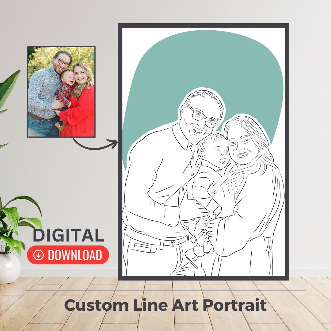 Custom Family Line Art Portrait, Portrait From Photo, One Line Art ...