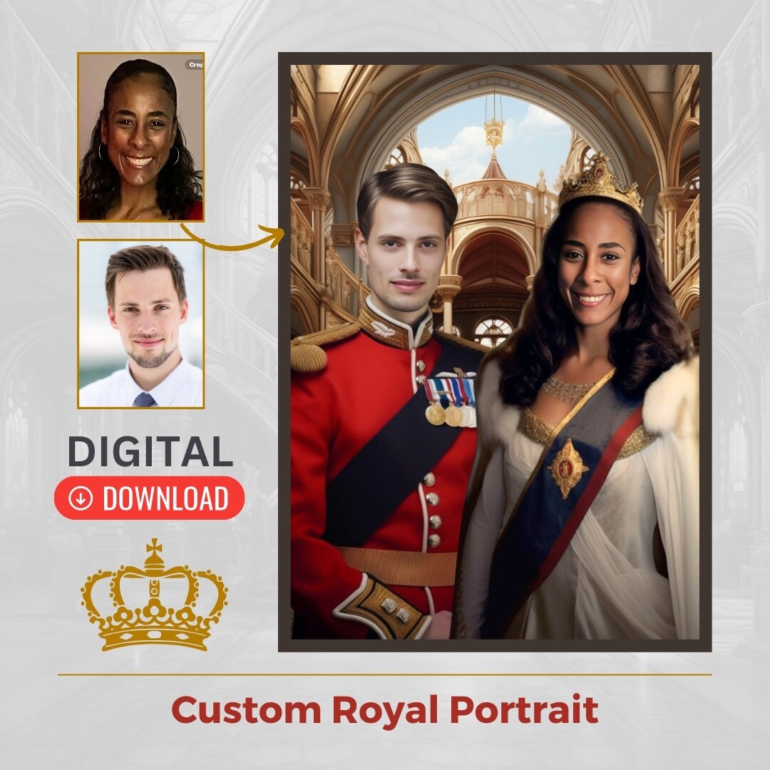 Custom Royal Portrait for Couples, Family, and Pet. Unique Birthday ...