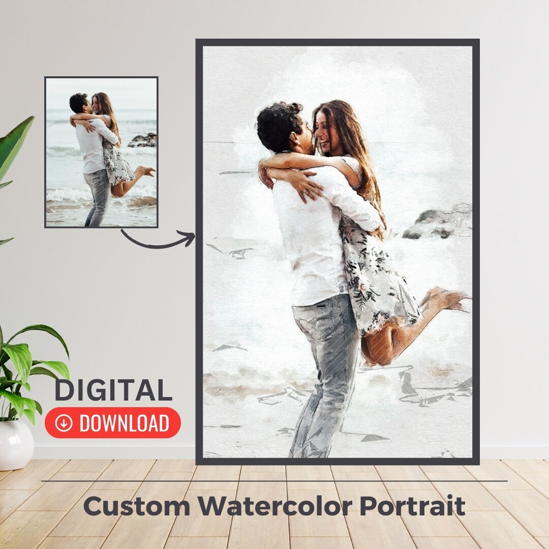 Custom Watercolor Portrait, Portrait From Photo, Watercolor Art ...
