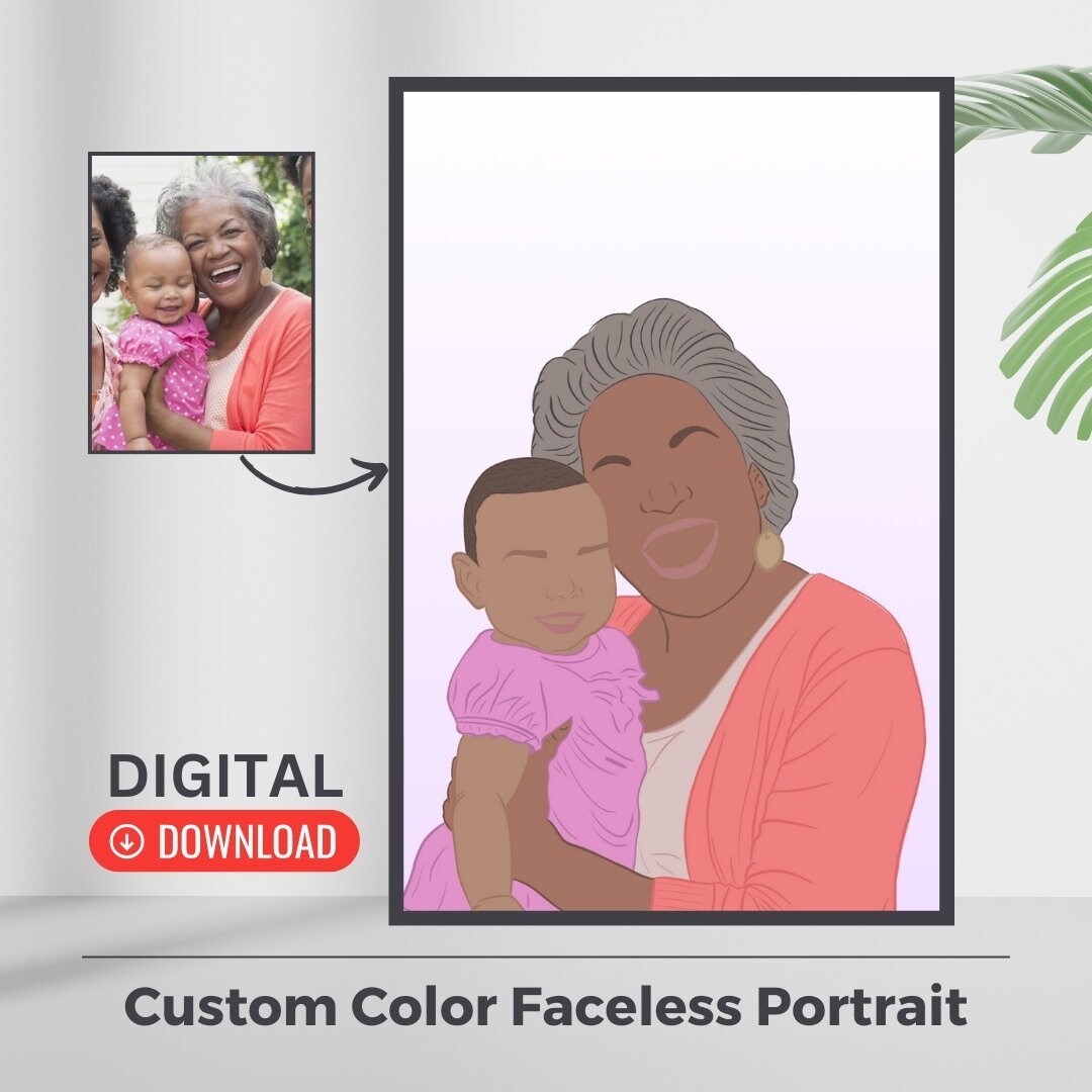 Custom Color Faceless Portrait, Portrait From Photo, Custom ...