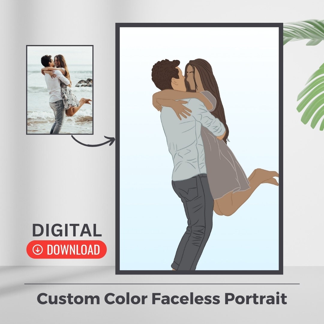 Custom Color Faceless Portrait, Portrait From Photo, Custom ...