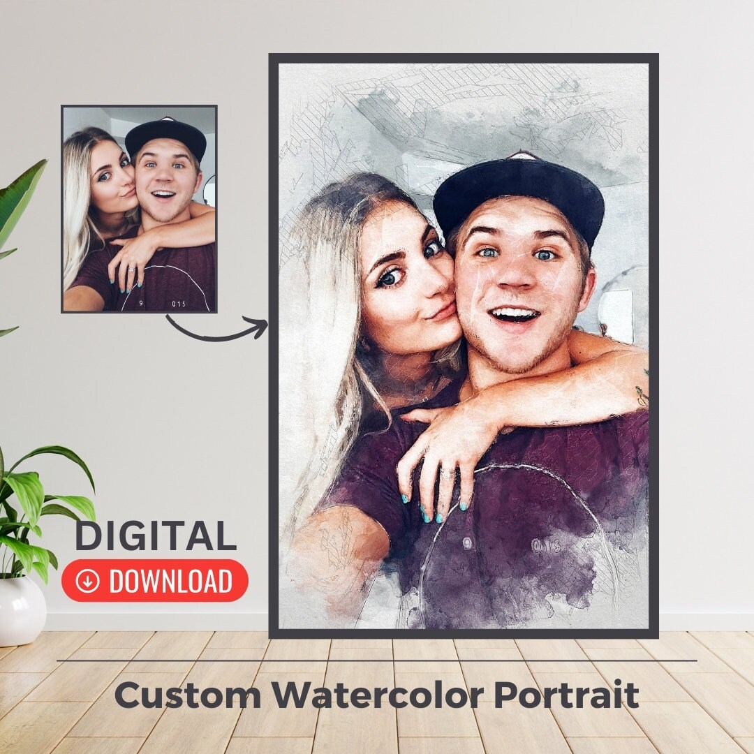Custom Watercolor Portrait, Portrait From Photo, Watercolor Art ...