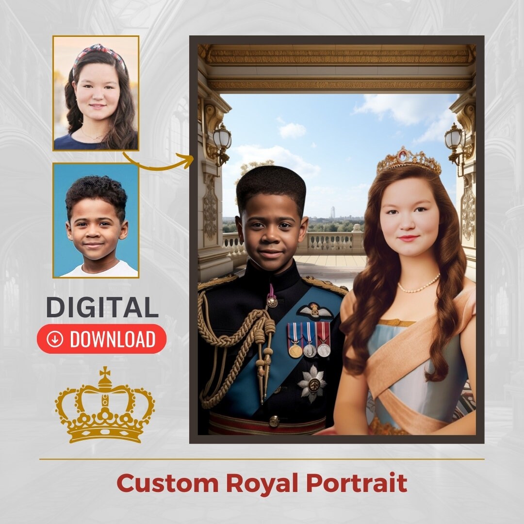 Custom Royal Portrait for Couples, Family, and Pet. Unique Birthday ...