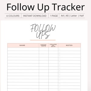 Printable Follow up Tracker: Small Business Customer Form (digital ...