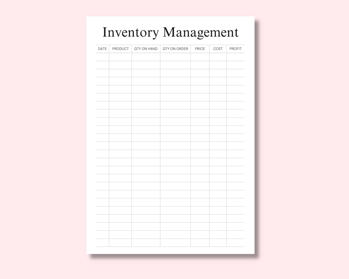 Inventory Management, Printable Inventory Tracker, Inventory Sheet ...