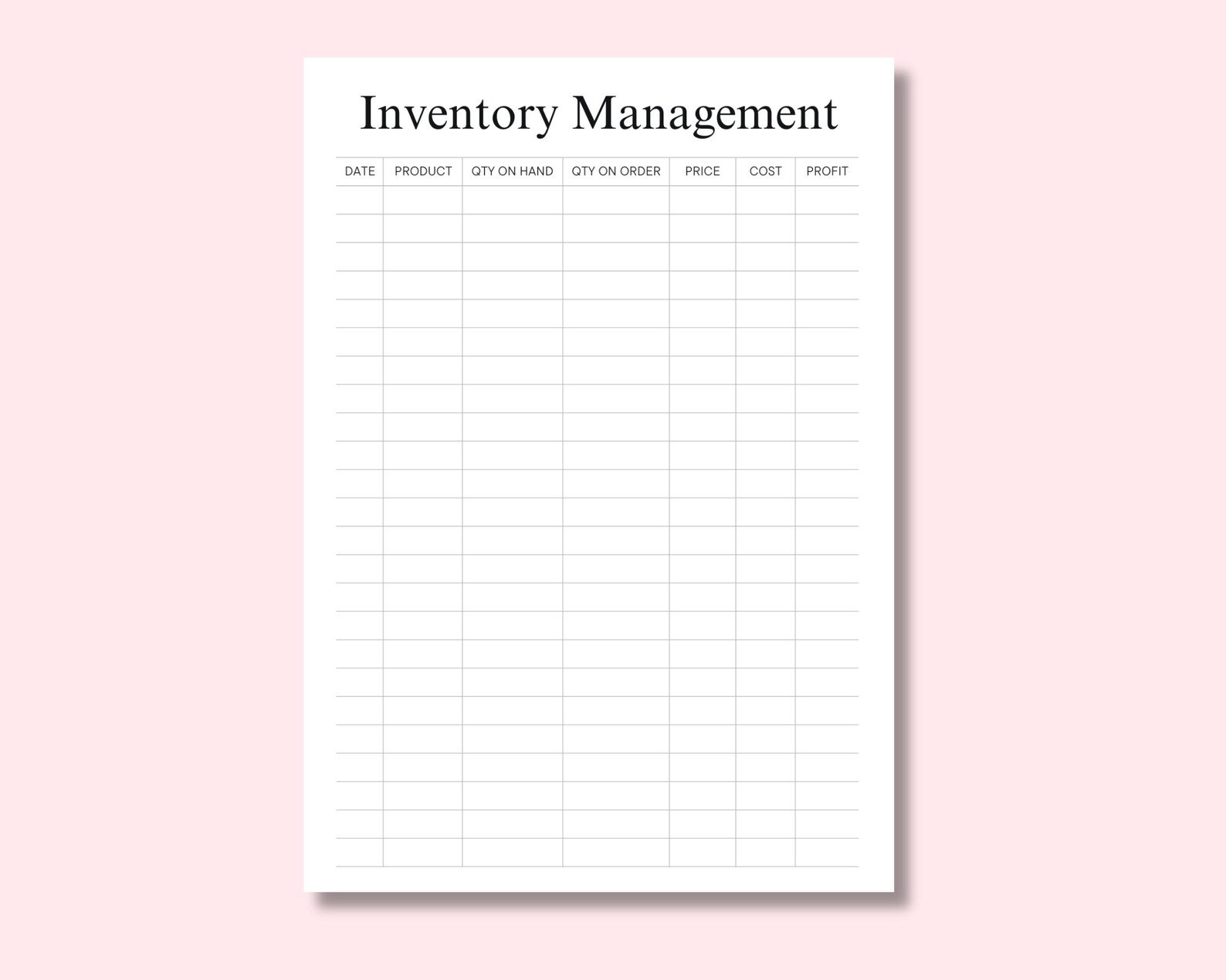 Inventory Management, Printable Inventory Tracker, Inventory Sheet ...