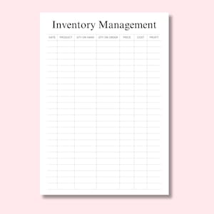 Inventory Management, Printable Inventory Tracker, Inventory Sheet ...