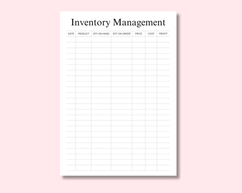Inventory Management, Printable Inventory Tracker, Inventory Sheet ...