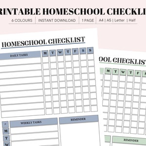 Homeschool Checklist Printable: Daily & Weekly Tasks (digital Download ...