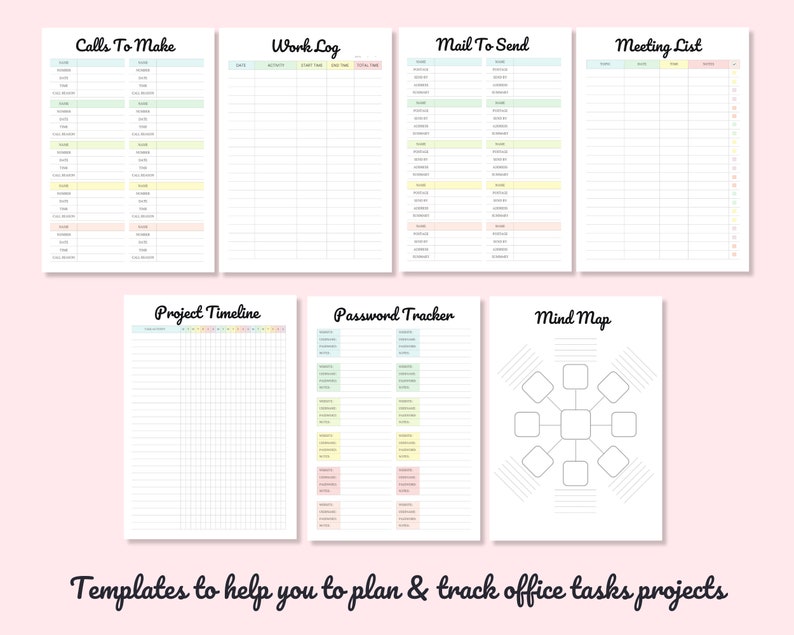 Office Task Planner Bundle: Printable Work Schedule (digital Download ...