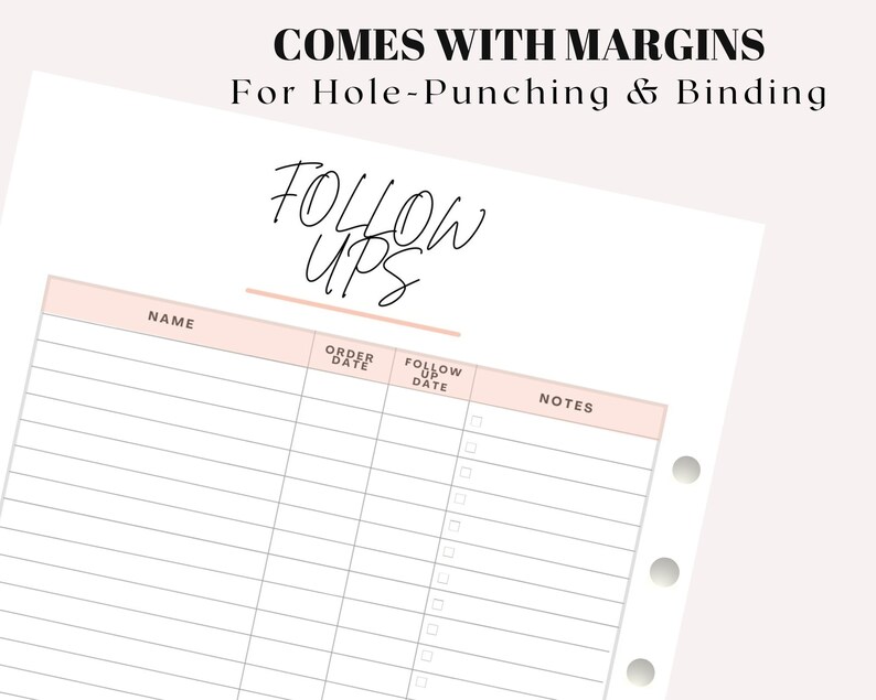 Printable Follow up Tracker: Small Business Customer Form (digital ...