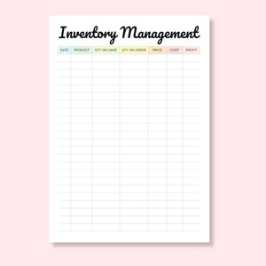 Printable Inventory Management Tracker: A4, A5, Letter Size (digital ...