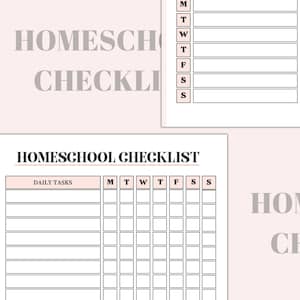 Homeschool Checklist Printable: Daily & Weekly Tasks (digital Download ...