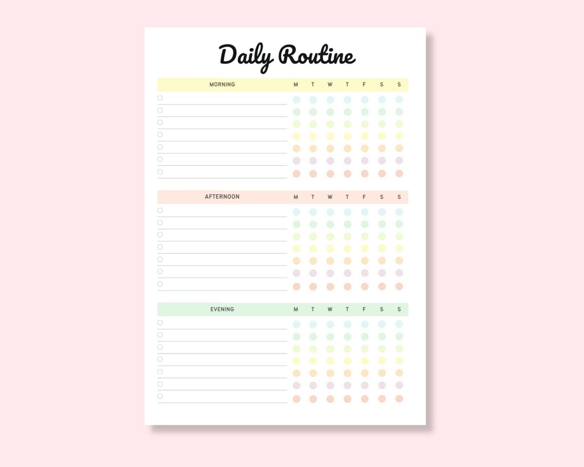 Daily Routine, Printable, Daily Checklist, Morning Routine, Habit ...