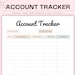 Account Tracker, Printable Account Log, Bank Account Tracker, Account ...