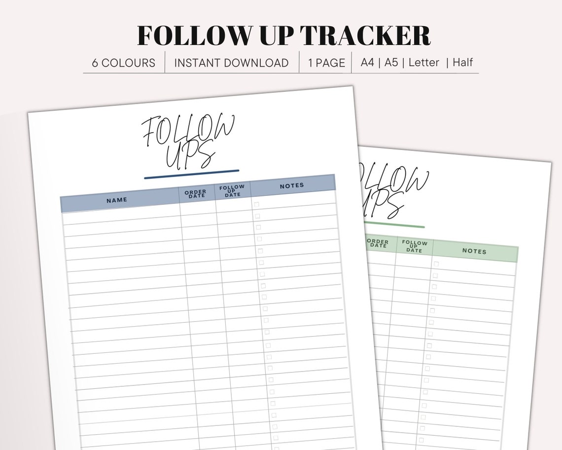 Printable Follow up Tracker: Small Business Customer Form (digital ...