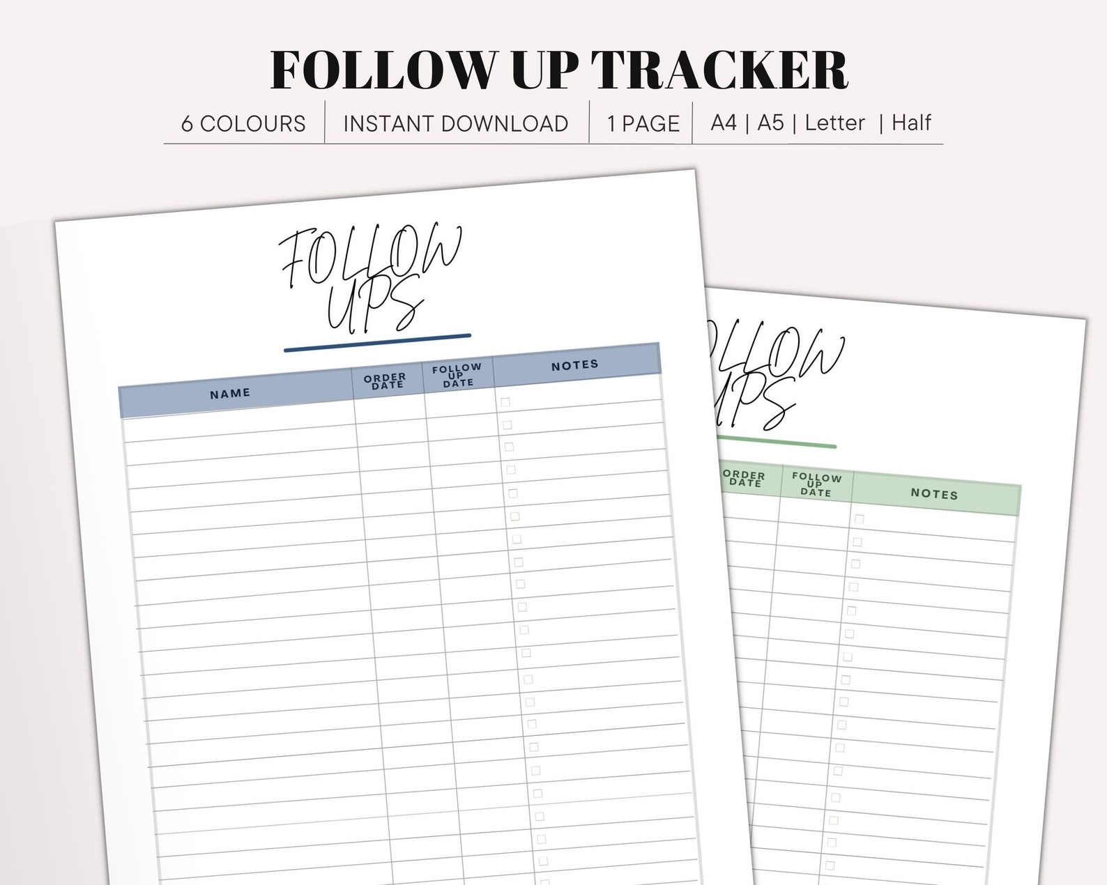 Printable Follow up Tracker: Small Business Customer Form (digital ...