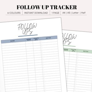 Printable Follow up Tracker: Small Business Customer Form (digital ...