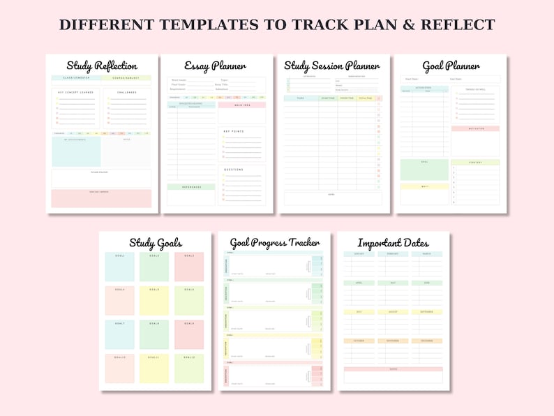Printable Student Planner Bundle: Academic Study Tracker (PDF Download ...
