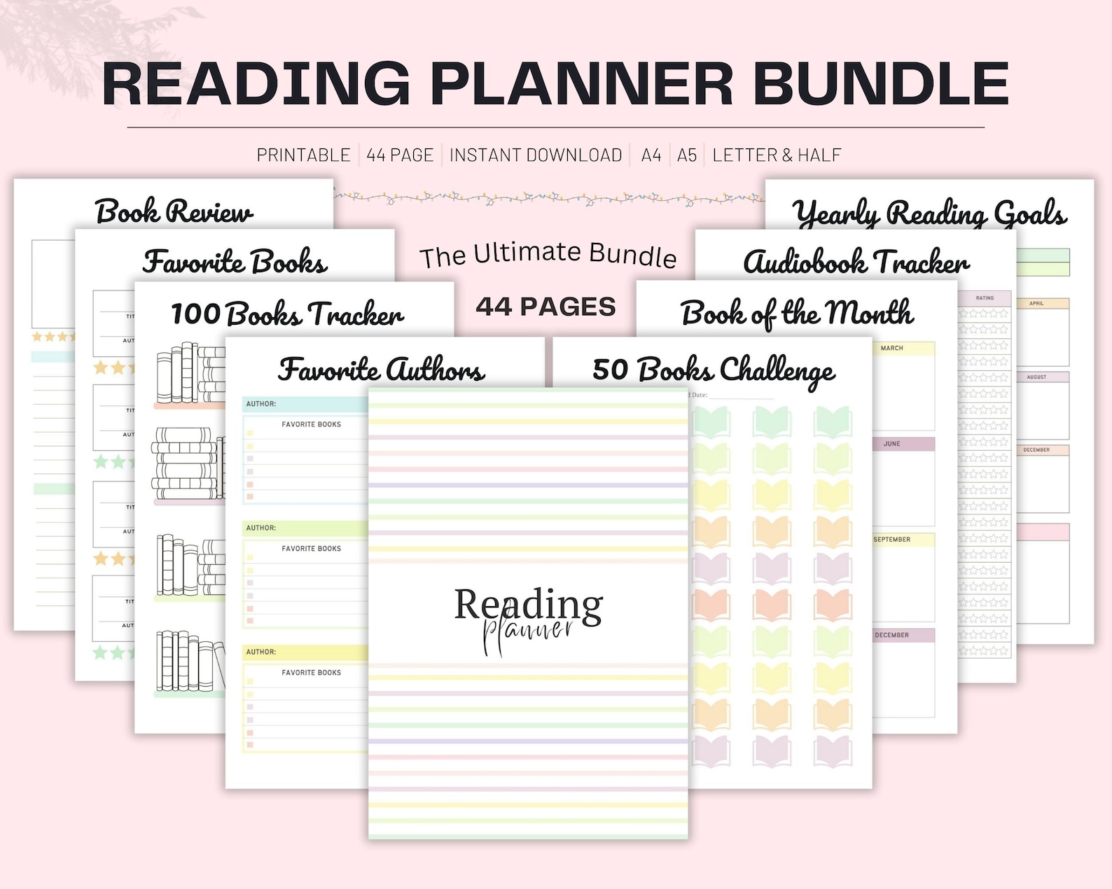 Reading Planner Bundle Printable: Book Tracker, Reading Challenges (PDF ...