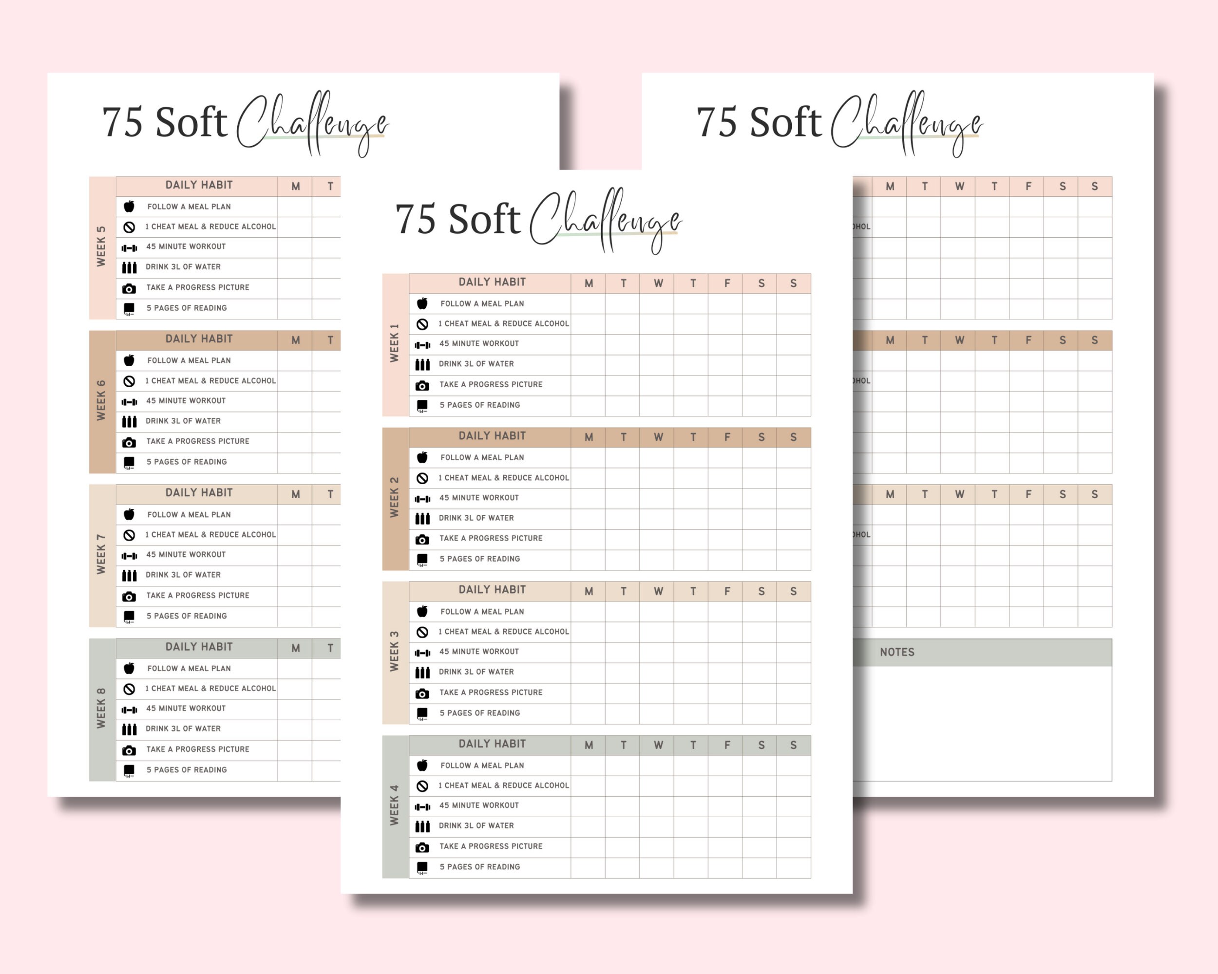 75 Soft Challenge Tracker, journal quotidien 75 Soft Challenge, 75 Soft ...