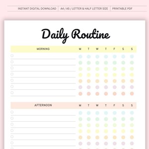 Daily Routine, Printable, Daily Checklist, Morning Routine, Habit ...
