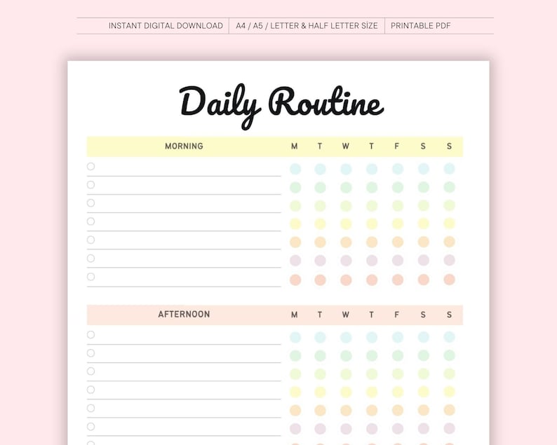 Daily Routine, Printable, Daily Checklist, Morning Routine, Habit ...