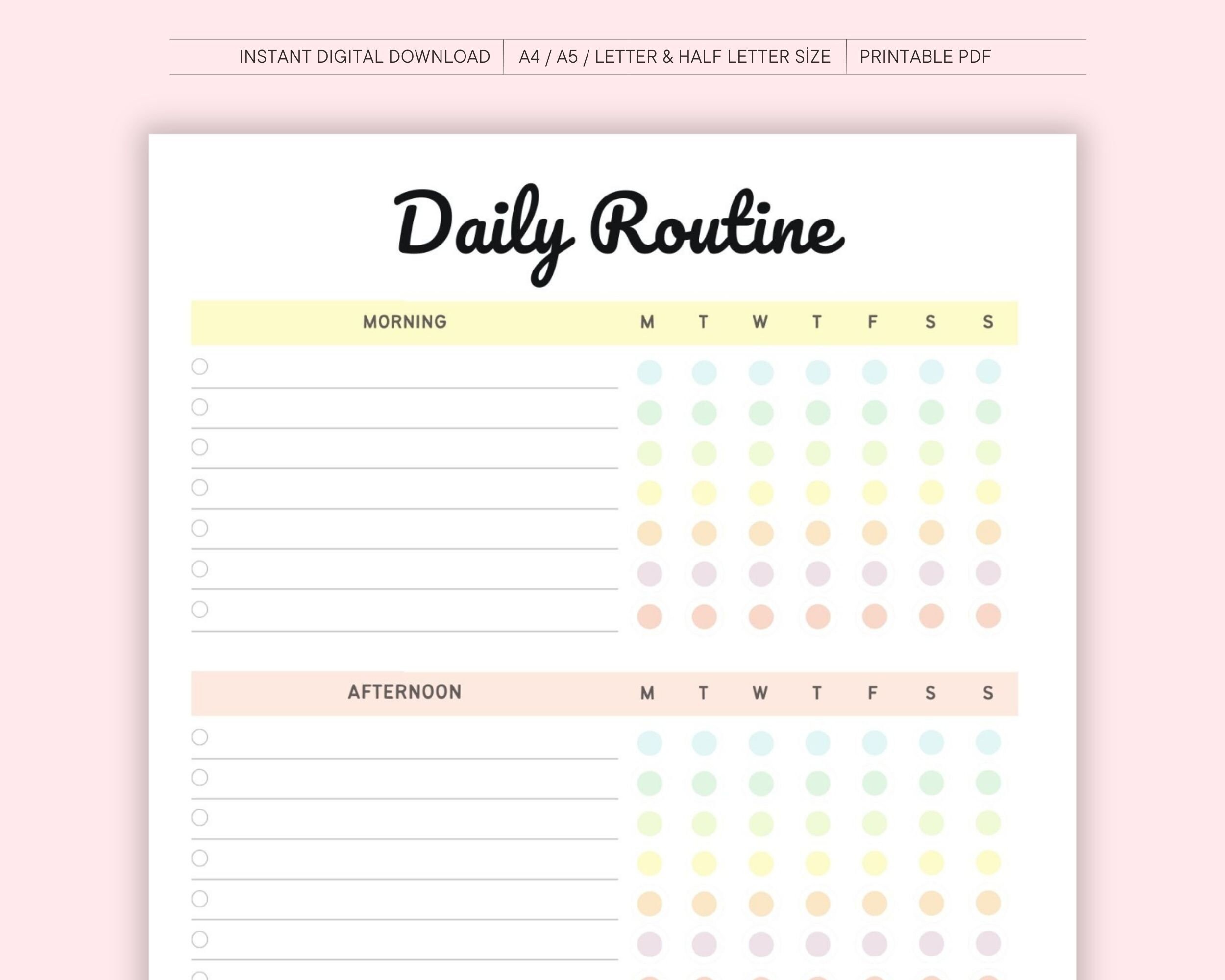 Daily Routine, Printable, Daily Checklist, Morning Routine, Habit ...