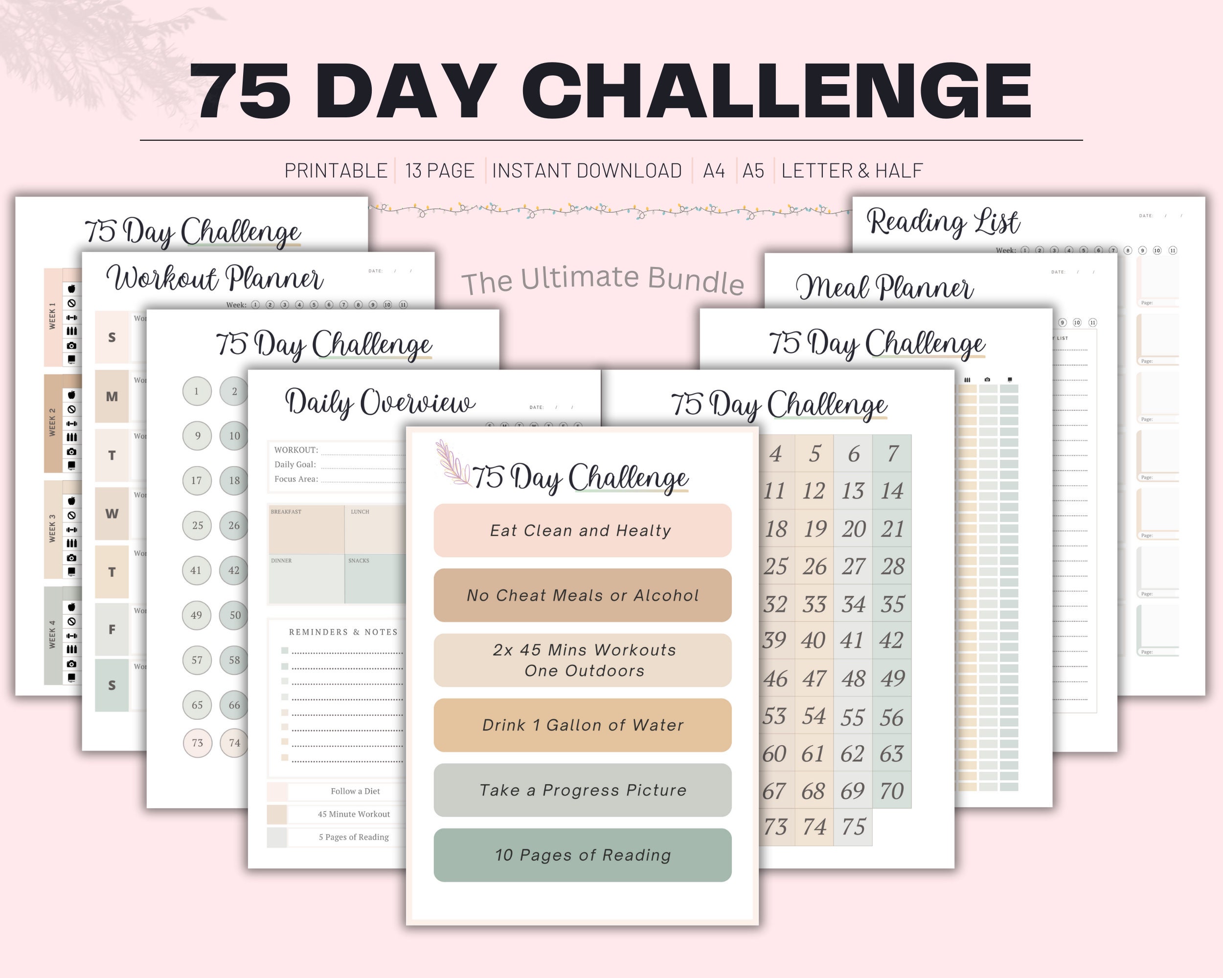 75 Day Challenge Tracker, Daily 75 Day Challenge Journal, 75 Day ...