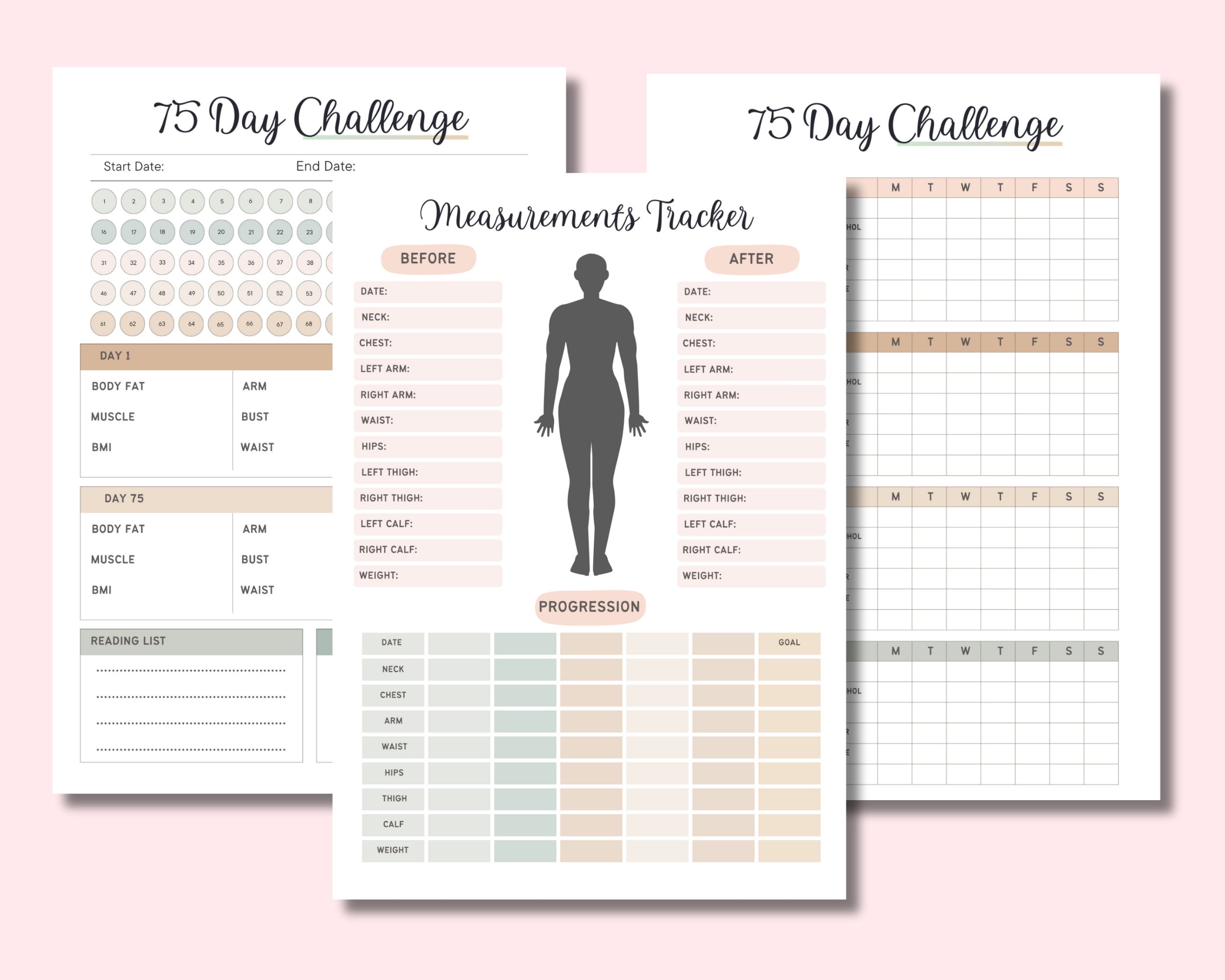 75 Day Challenge Tracker, Daily 75 Day Challenge Journal, 75 Day ...