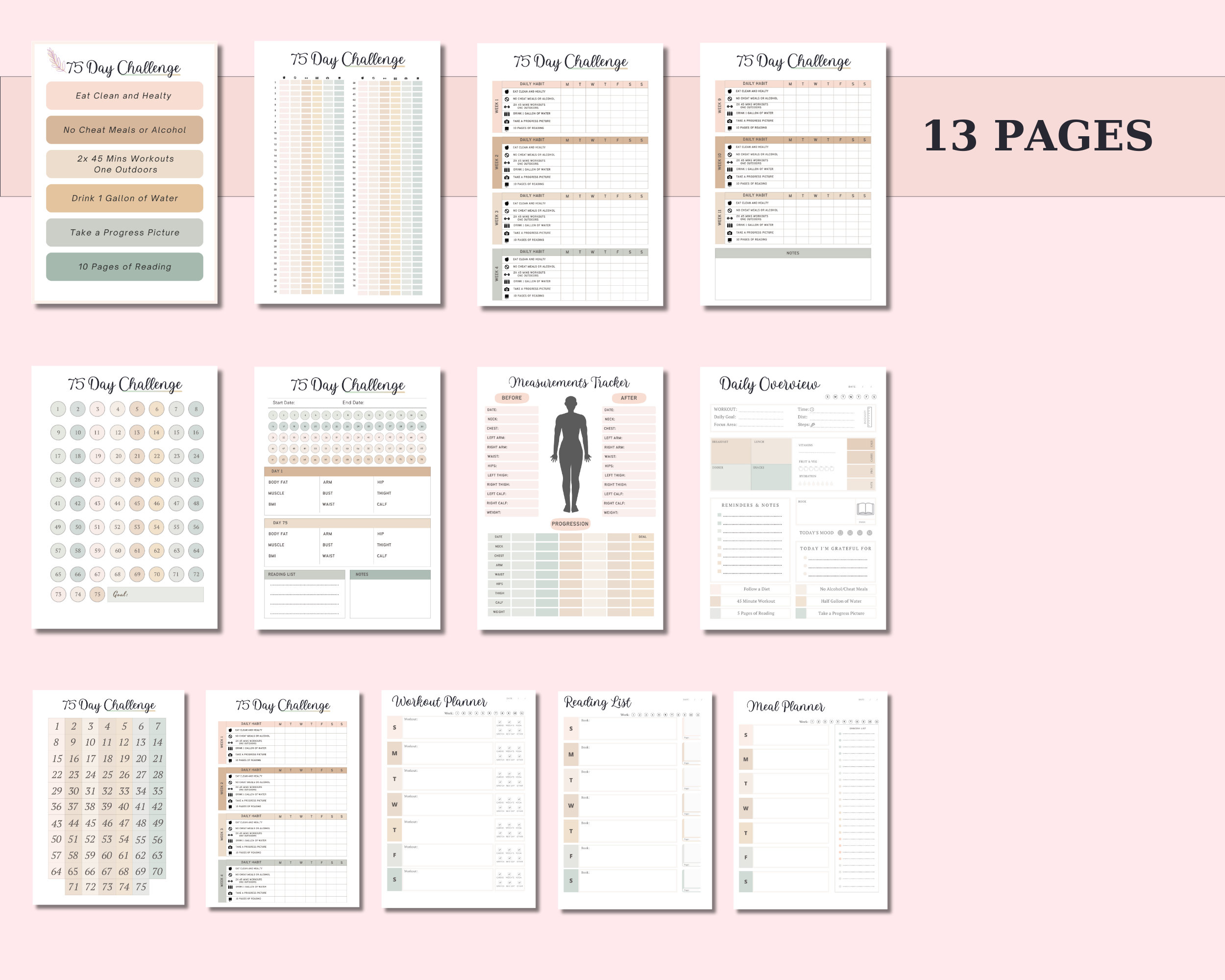 75 Day Challenge Tracker, Daily 75 Day Challenge Journal, 75 Day ...