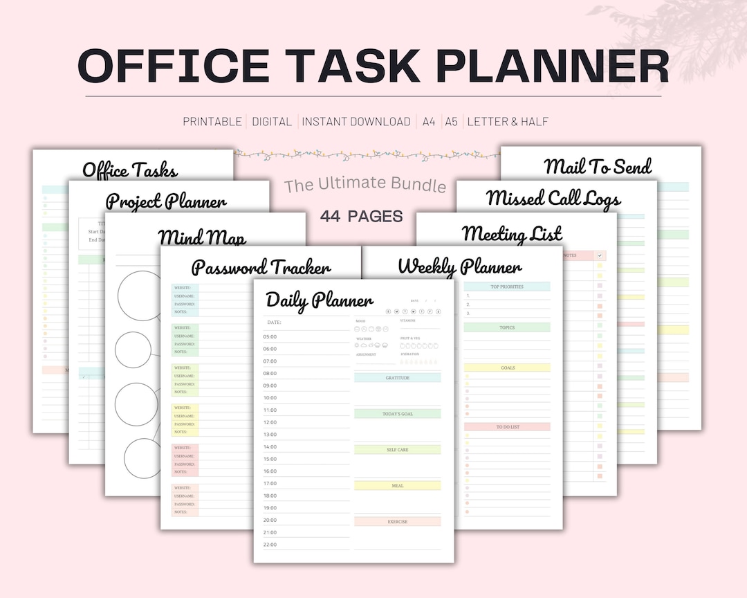 Office Task Planner Bundle: Printable Work Schedule (digital Download ...