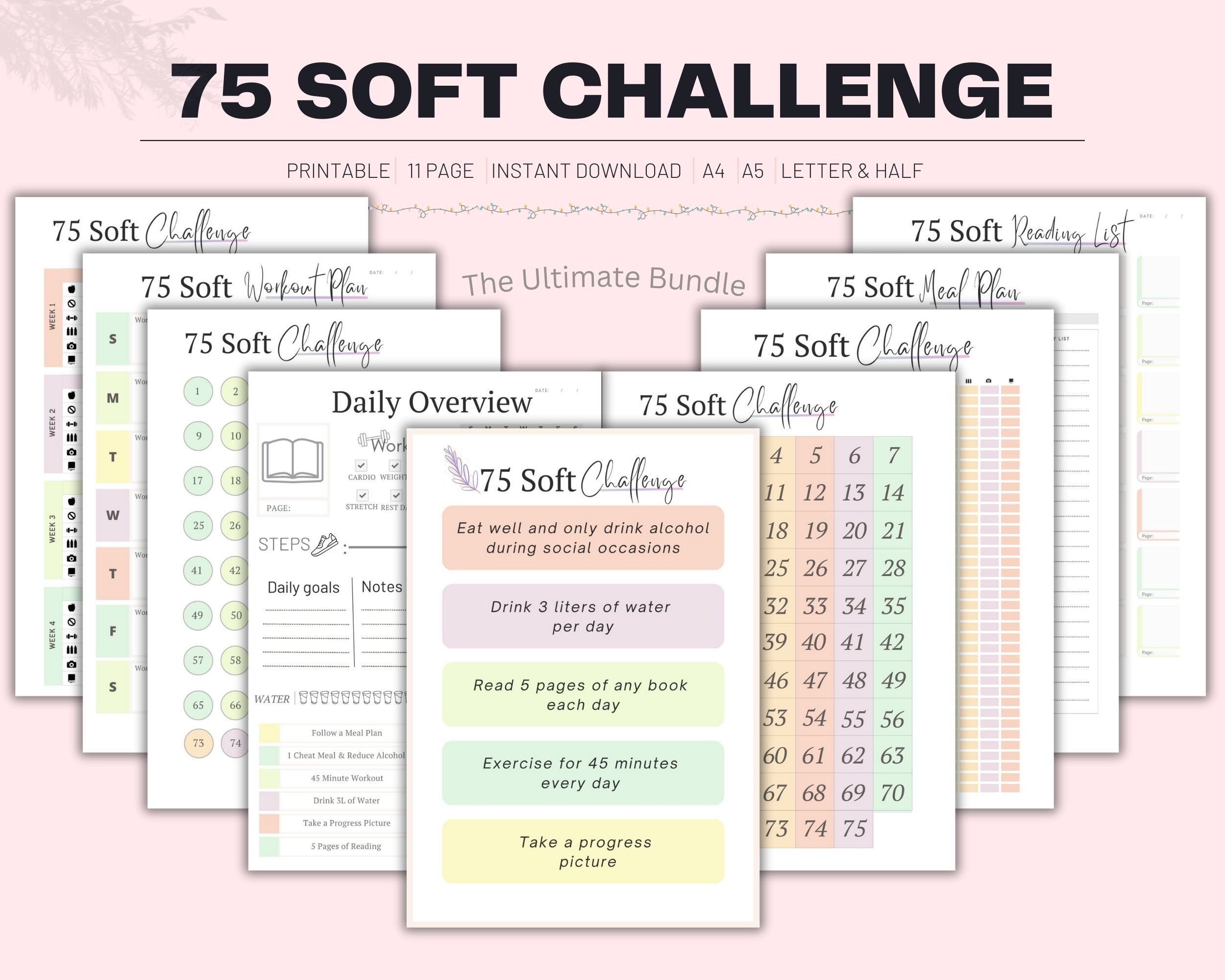 75 Soft Challenge Tracker Daily 75 Soft Challenge Journal 75 - Etsy ...