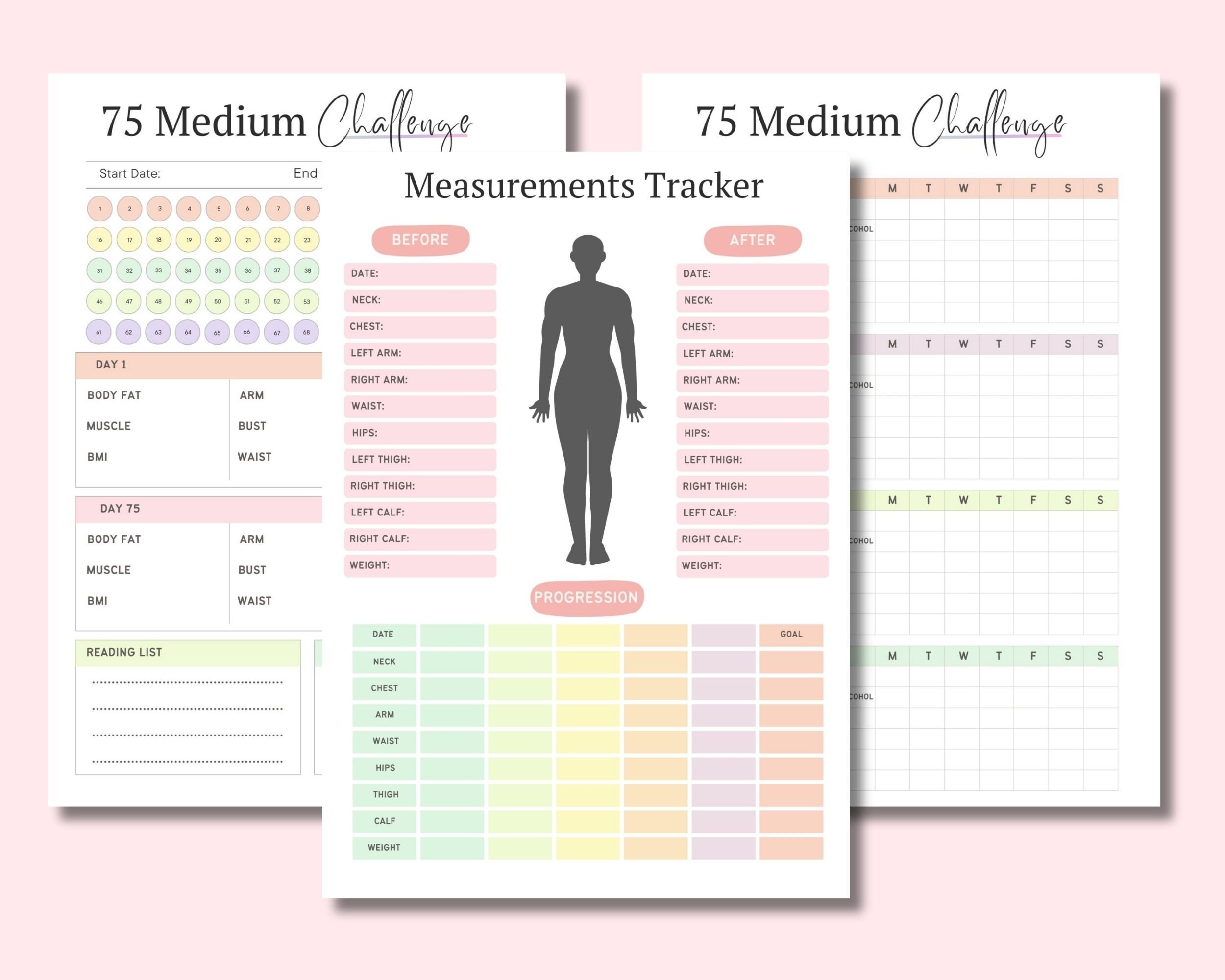 75 Medium Challenge Tracker: Fitness & Habit Journal (digital Download ...