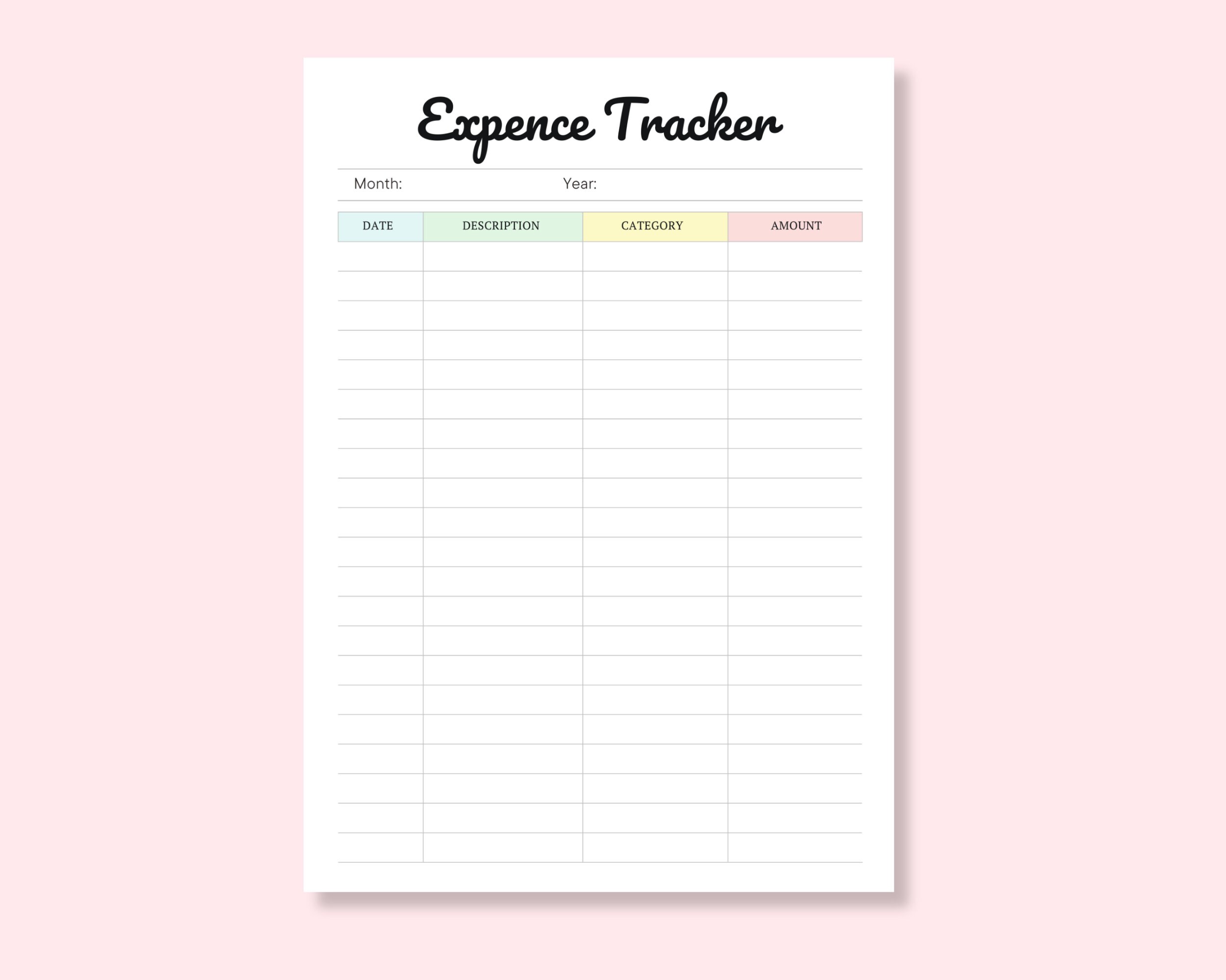 Expense Tracker, Printable Expense Log, Digital, Expense Sheet, Monthly Expense Tracker, Expense ...