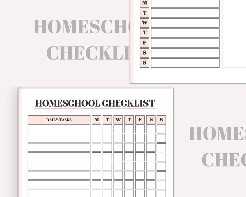 Homeschool Checklist Printable Daily Checklist for Homeschool - Etsy