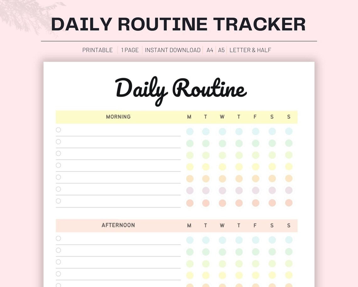 Daily Routine, Printable, Daily Checklist, Morning Routine, Habit ...