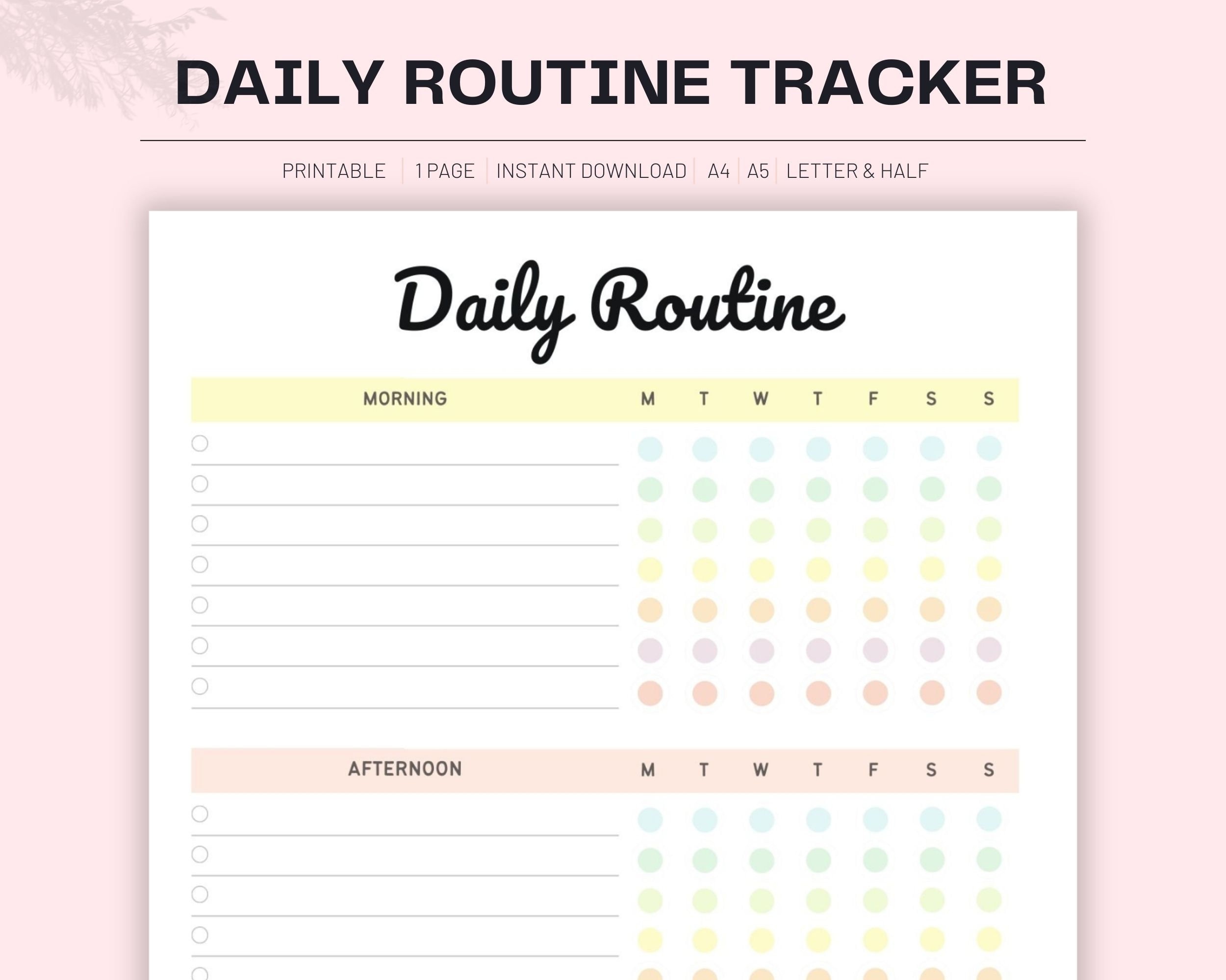 Daily Routine, Printable, Daily Checklist, Morning Routine, Habit ...