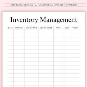 Inventory Management, Printable Inventory Tracker, Inventory Sheet ...