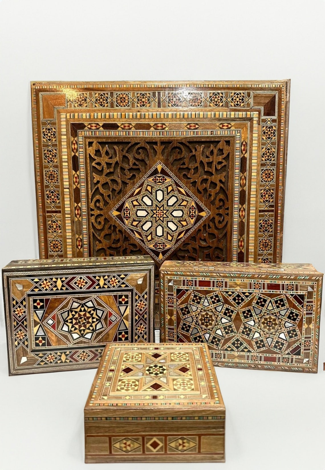 Jewelry Box Made of Wood and Mother of Pearls, Features Orthogonal ...