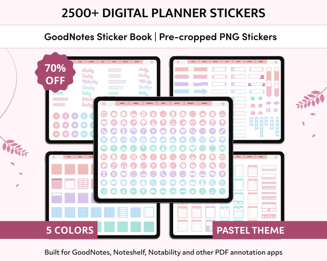 Pastel Digital Planner Stickers, Goodnotes Sticker Book, Cute iPad ...