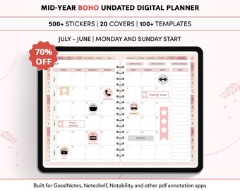 Coastal Boho Digital Planner Mid Year 2021 Planner Goodnotes Planner ...