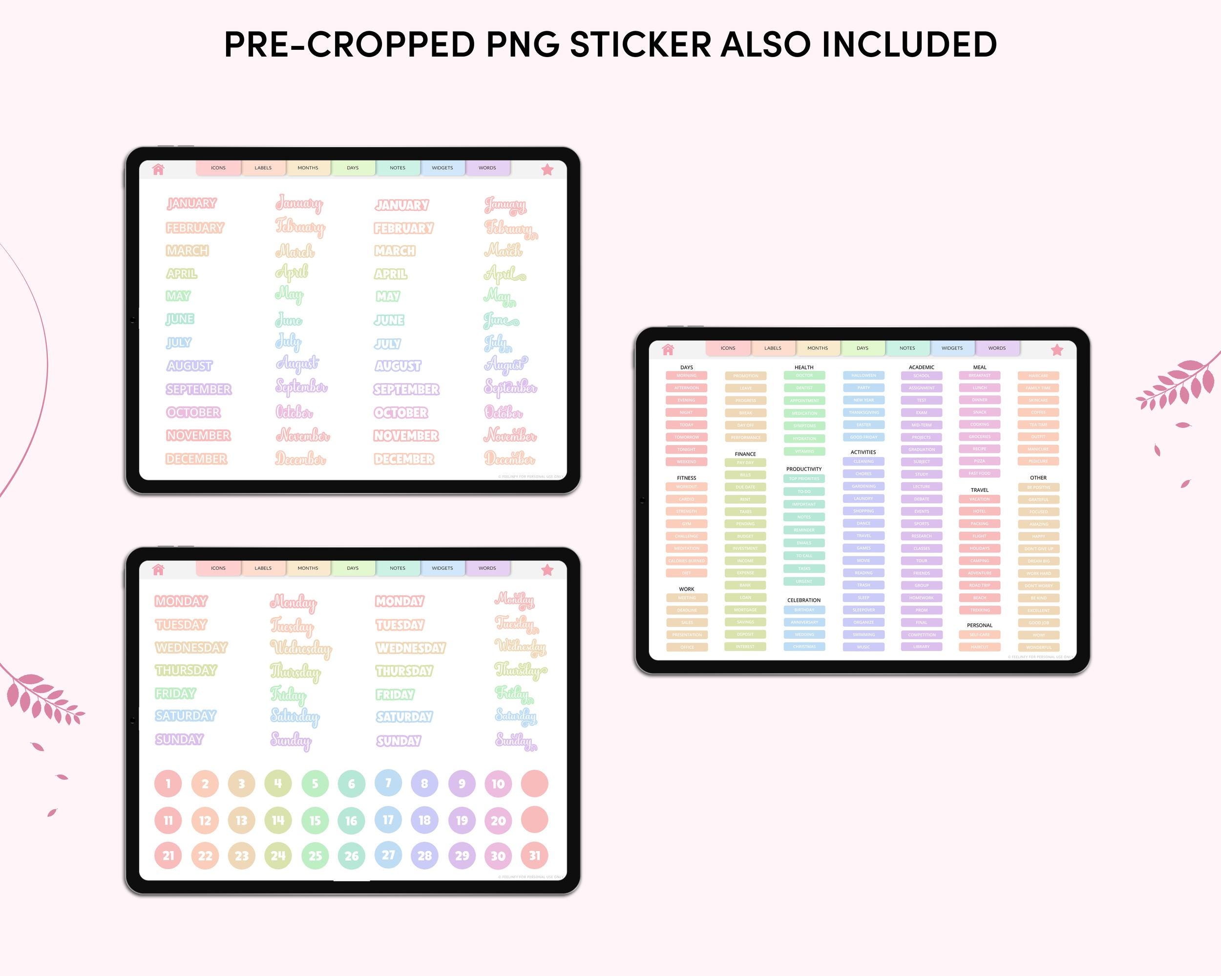 Rainbow Digital Planner Stickers, Goodnotes Sticker Book, Pastel iPad ...